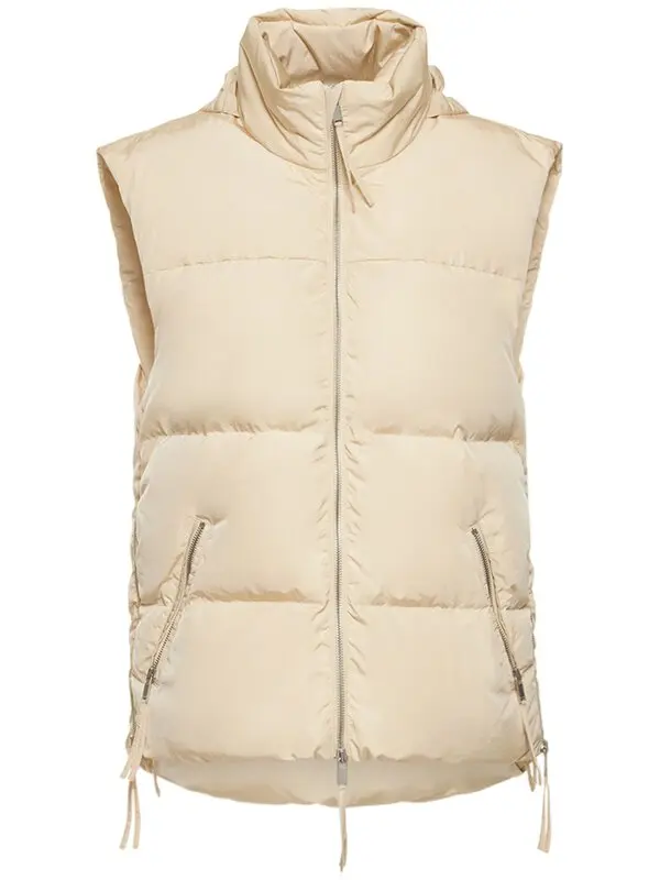 Jil Sander Tech Quilted Down Vest W/ Hood - Off White | Editorialist